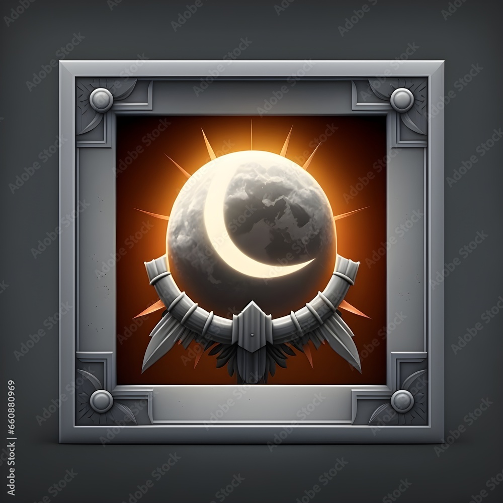 moon in a square frame style of clash of clans game icon grey ...