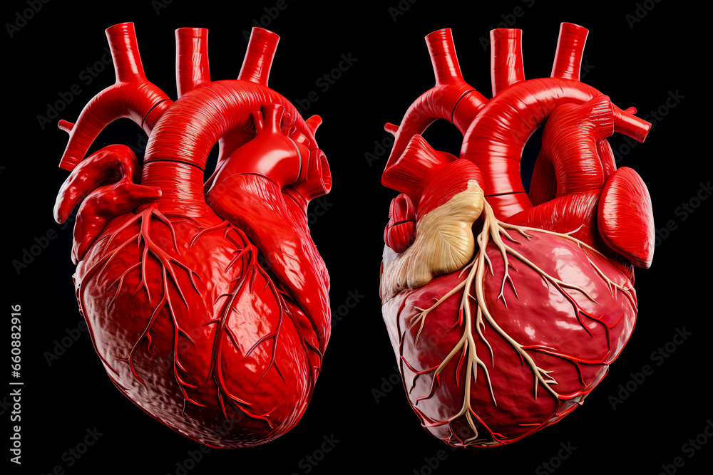 Anatomy of a human heart, front and side view. Stock Photo | Adobe Stock
