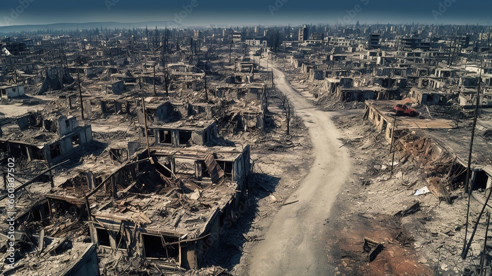 War and destruction: Aerial views of cities destroyed in the civil war ...