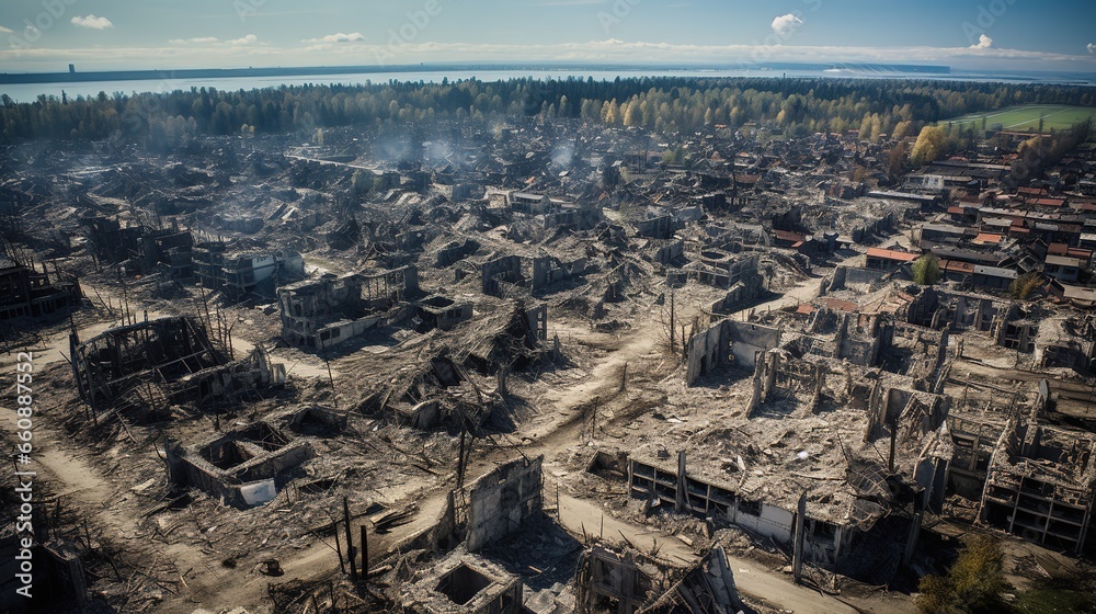 A destruction: Aerial views of cities destroyed in the civil , ruined ...