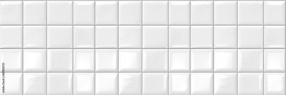 White light square brick subway tiles wall texture wide background ...