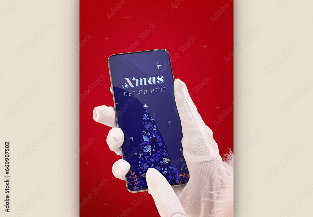 Santa Phone Mockup Stock Template | Adobe Stock