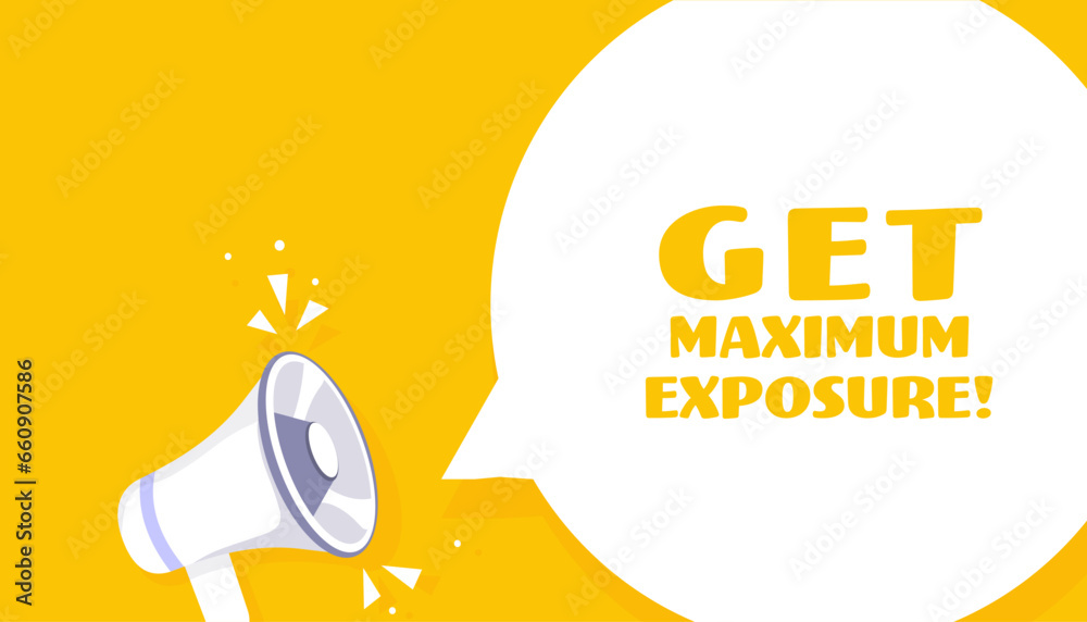 Get maximum exposure icon. Pop art style. Speech bubble. Get maximum ...