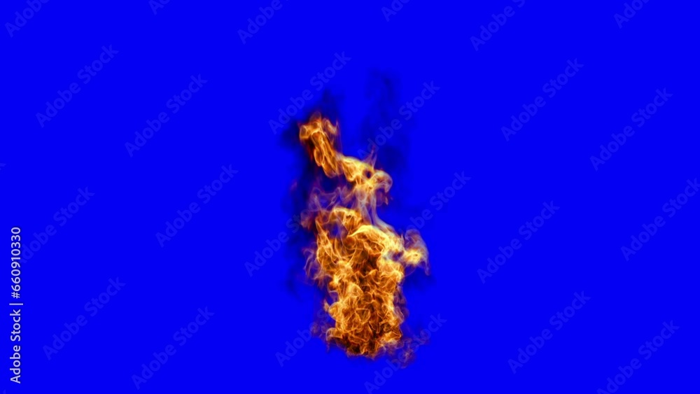 Looping fire. 3D generated animation fx. Has a blue screen for easy ...