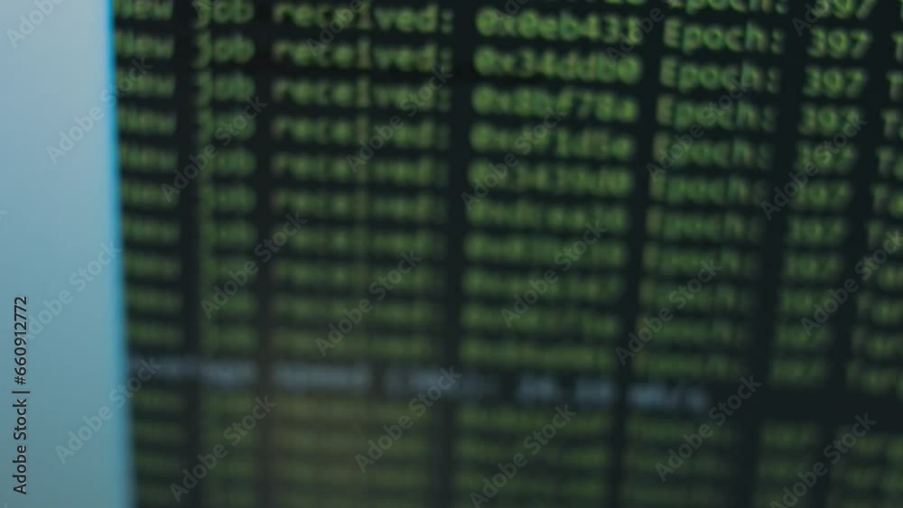 Cryptocurrency mining on a computer screen. The algorithm of the ...