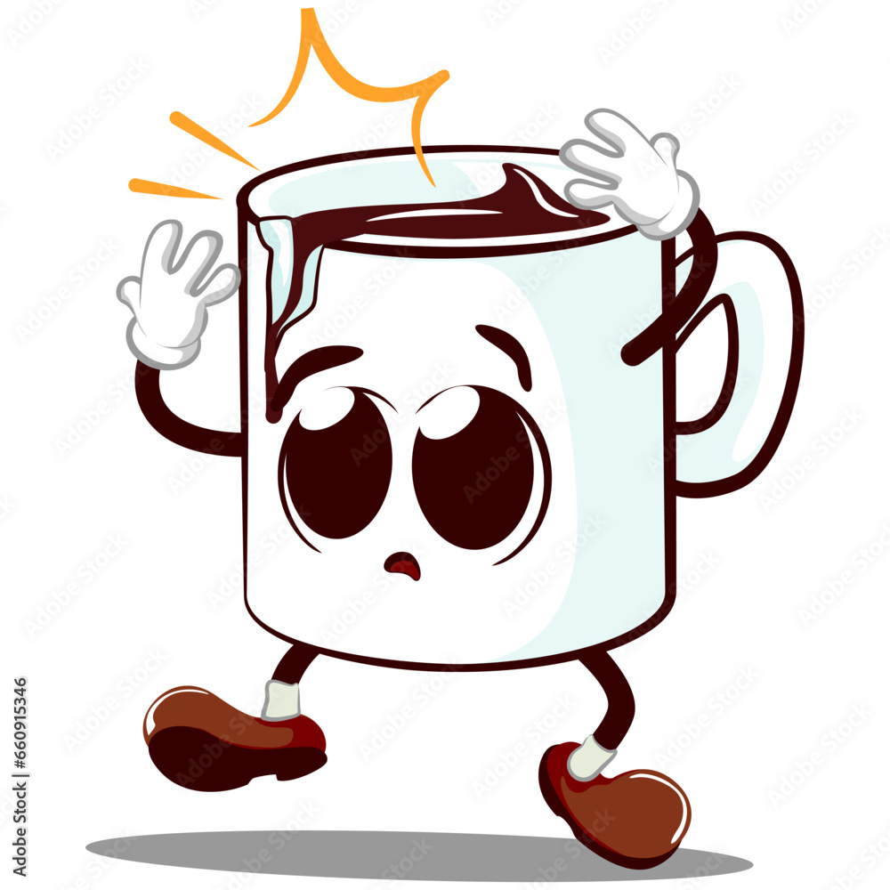 vector mascot of a characters from a cute mug, shocked and sad because ...