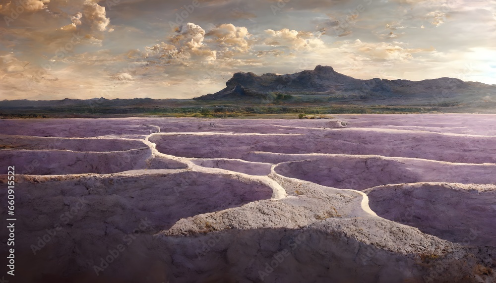 atmospheric environment flat horizon line salt flats scene cracked ...