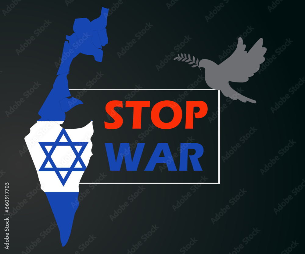 stop war in Israel and save Israel concept desing along with its flag ...