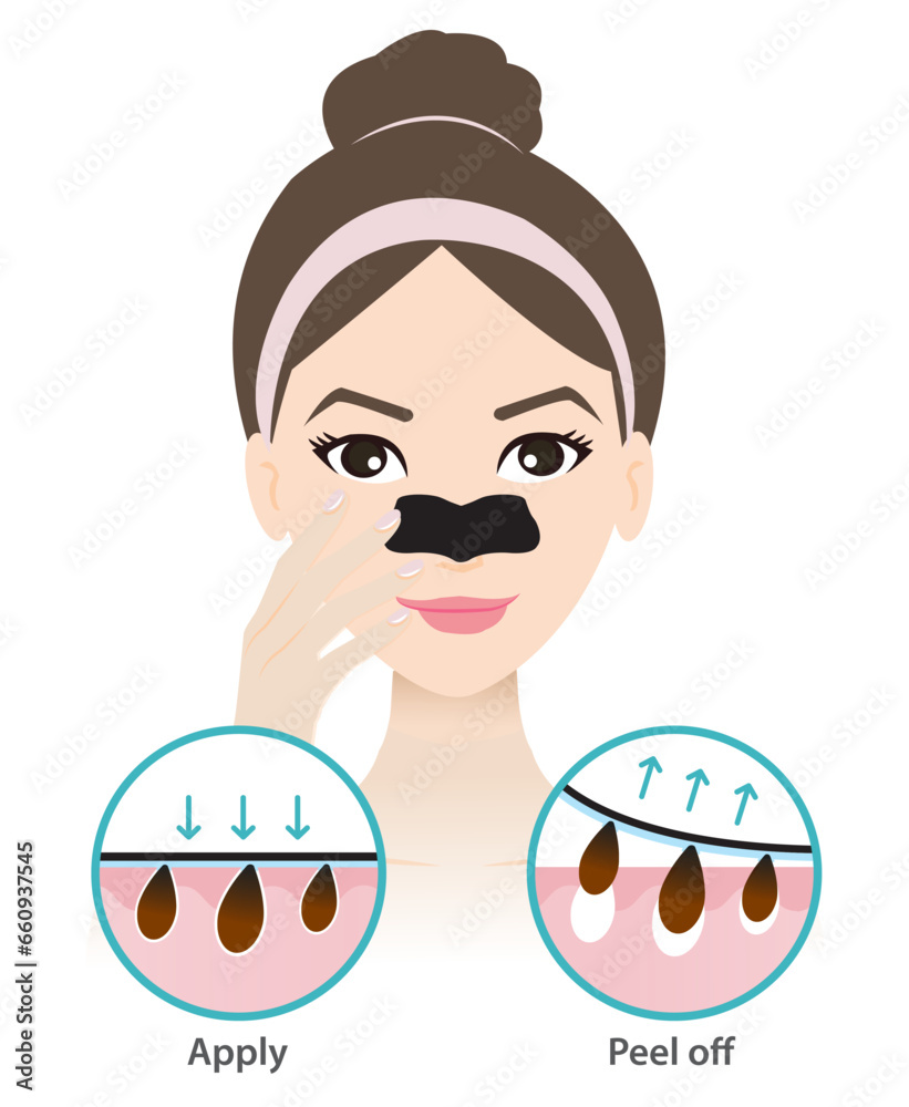 How to use blackhead pore strip vector illustration isolated on white ...