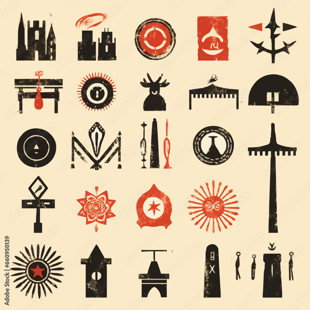 signssymbols cultural icons silhouette. Created using Generative AI ...