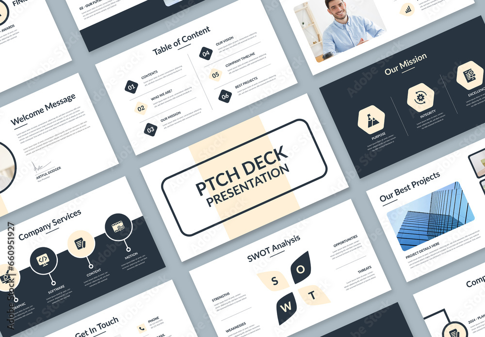 Pitch Deck Presentation Template Layout Stock Template | Adobe Stock