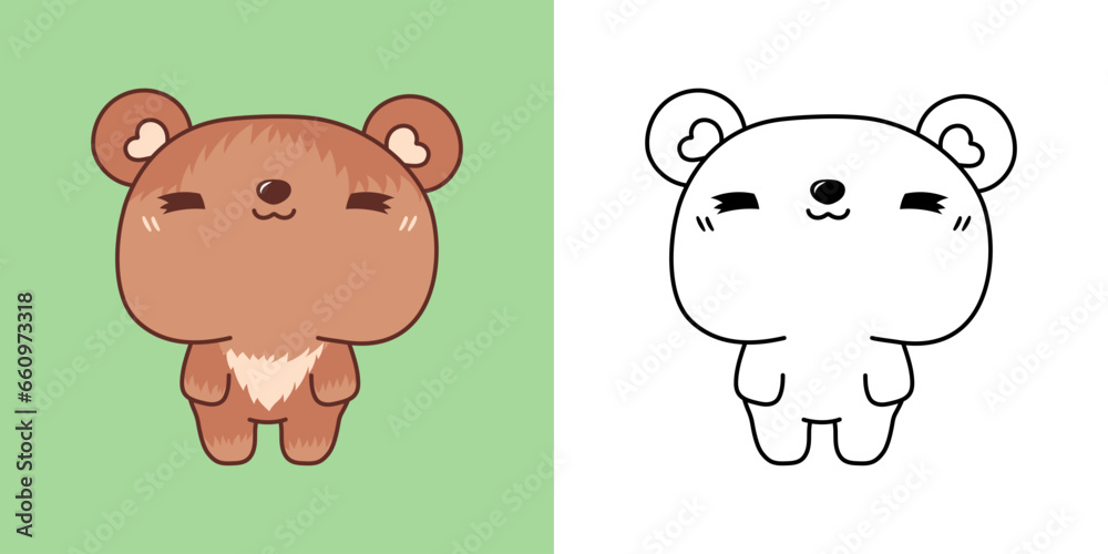 Cartoon Bear Clipart for Coloring Page and Illustration. Clip Art ...
