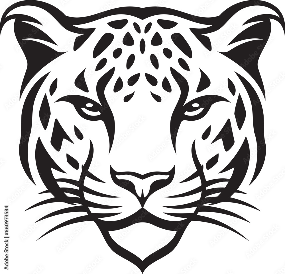 Tiger face cut out silhouette, tiger, or cougar, Roaring Leopard mascot ...