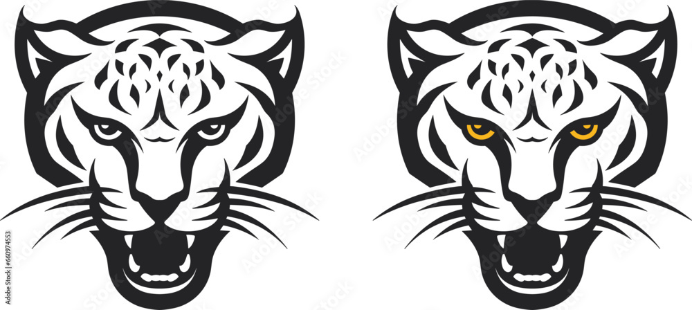 Angry tiger face cut out silhouette, tiger or cougar, Roaring Leopard ...
