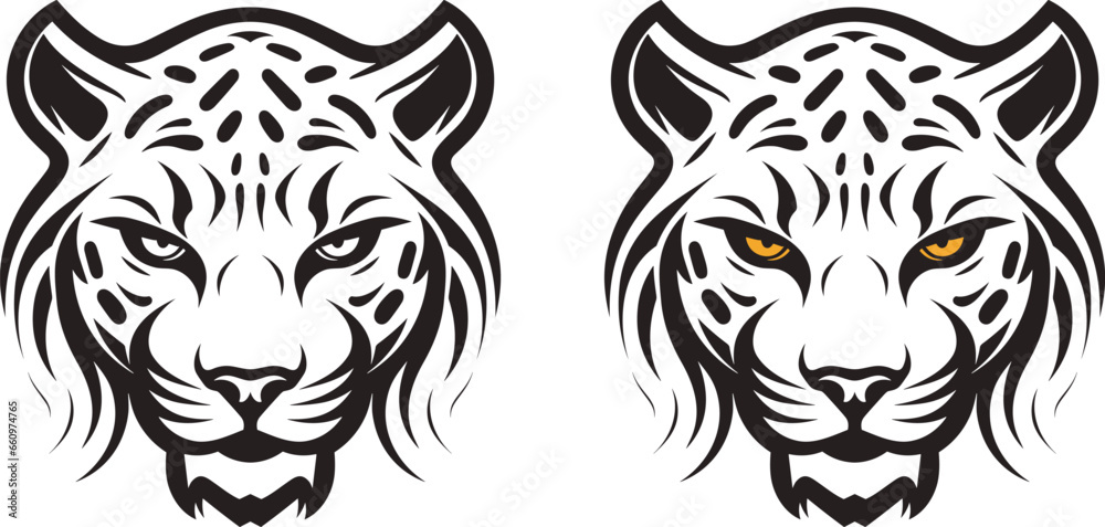 Tiger face cut out silhouette, tiger, or cougar, Roaring Leopard mascot ...