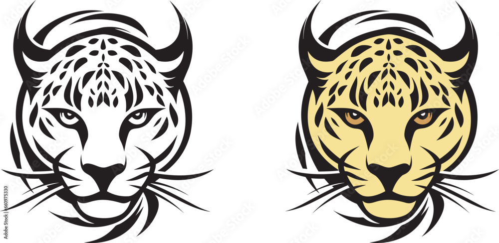 Tiger face cut out silhouette, tiger, or cougar, Roaring Leopard mascot ...
