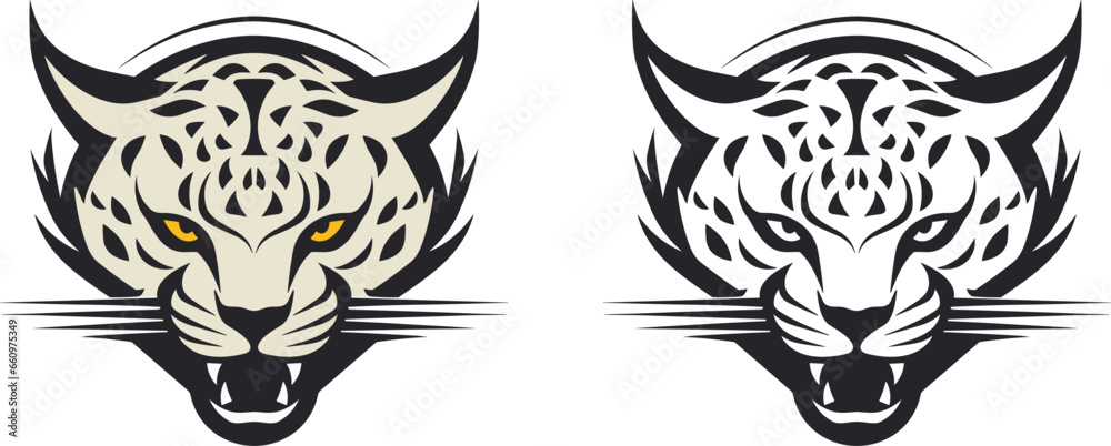 Angry tiger face cut out silhouette, tiger or cougar, Roaring Leopard ...