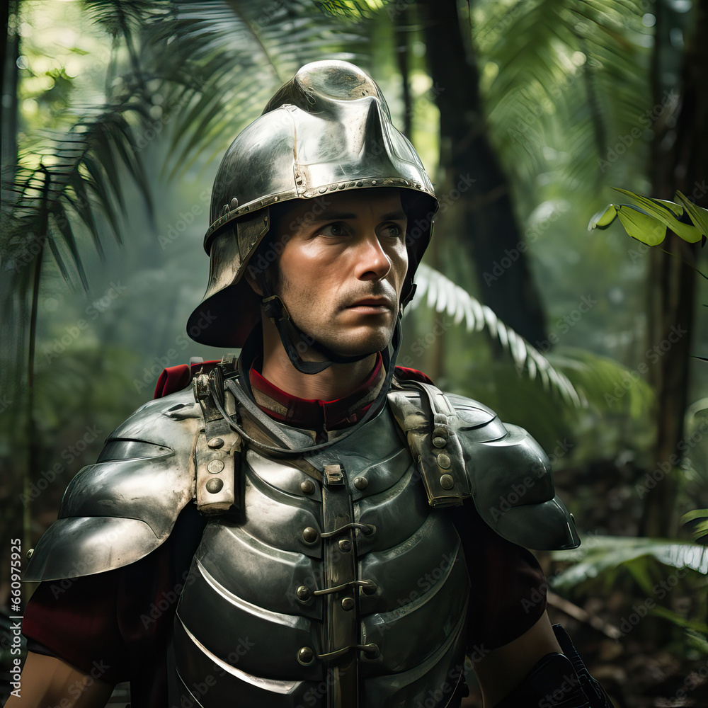 Portrait of Spanish conquistador in Amazon rainforest, Generative AI ...