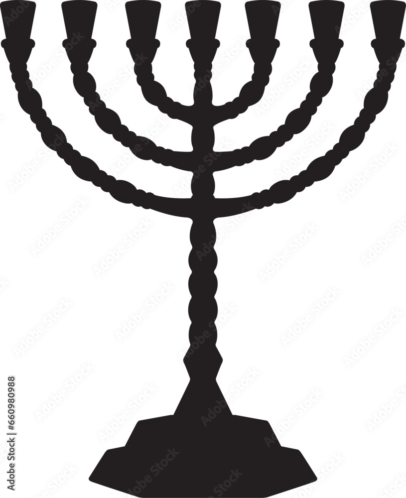 Menorah symbol of israel, cut out vector illustration, silhouette on ...
