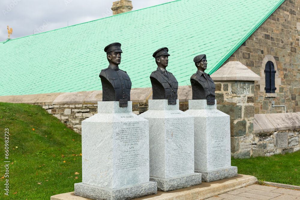 Quebec City, Quebec, Canada, October 4, 2023 - Bronze statues to ...
