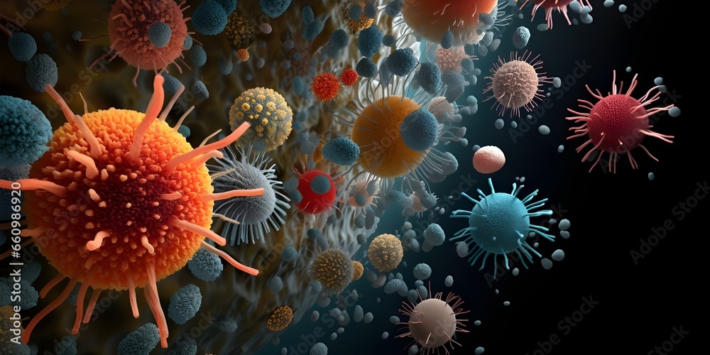 Dozens Of Different Types Of Viruses And Cancer Background, ,A green ...