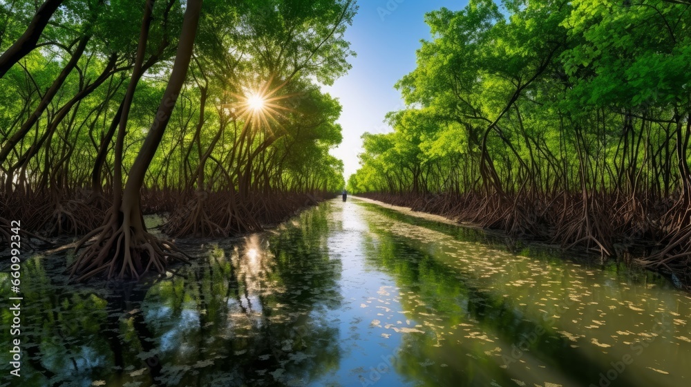 Lush mangrove forest in the summer within Saudi Arabia's Jazan Province ...