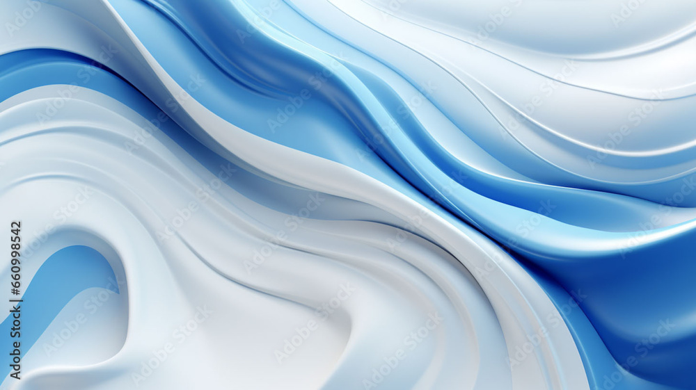 Tranquil Blue Cream Dreams: Abstract Wavy Creamy Liquid Mixing in ...