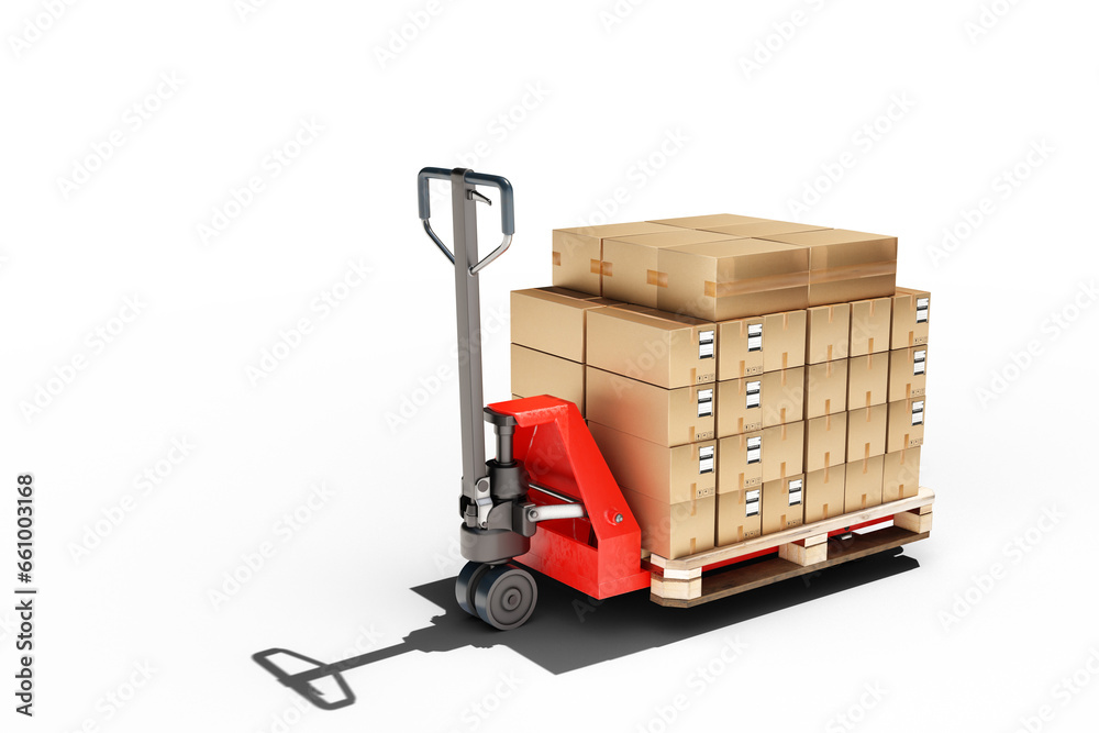 Hydraulic trolley. Trolley for pallets. Lifting equipment. Hand pallet ...