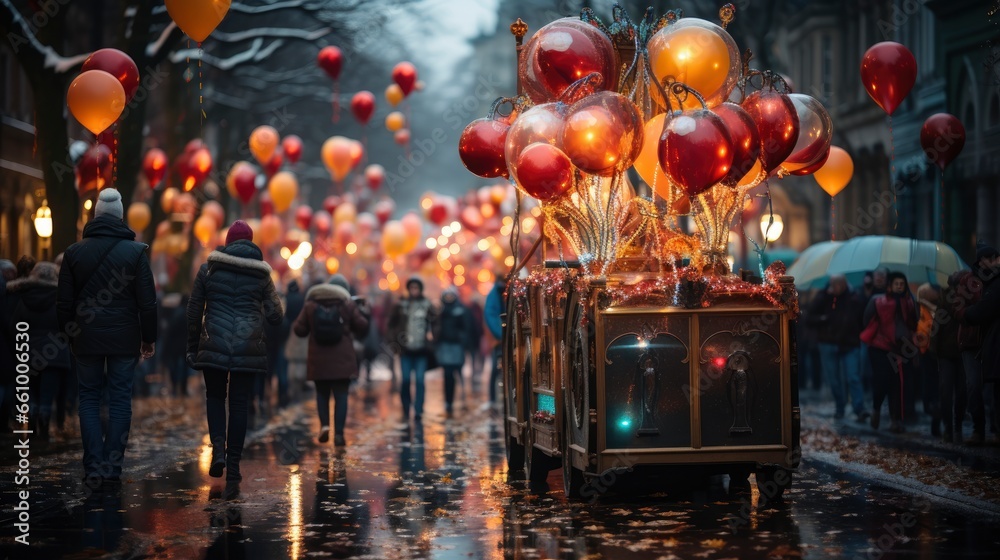 New Years parade Colorful floats Parade excitement, Background Image ...