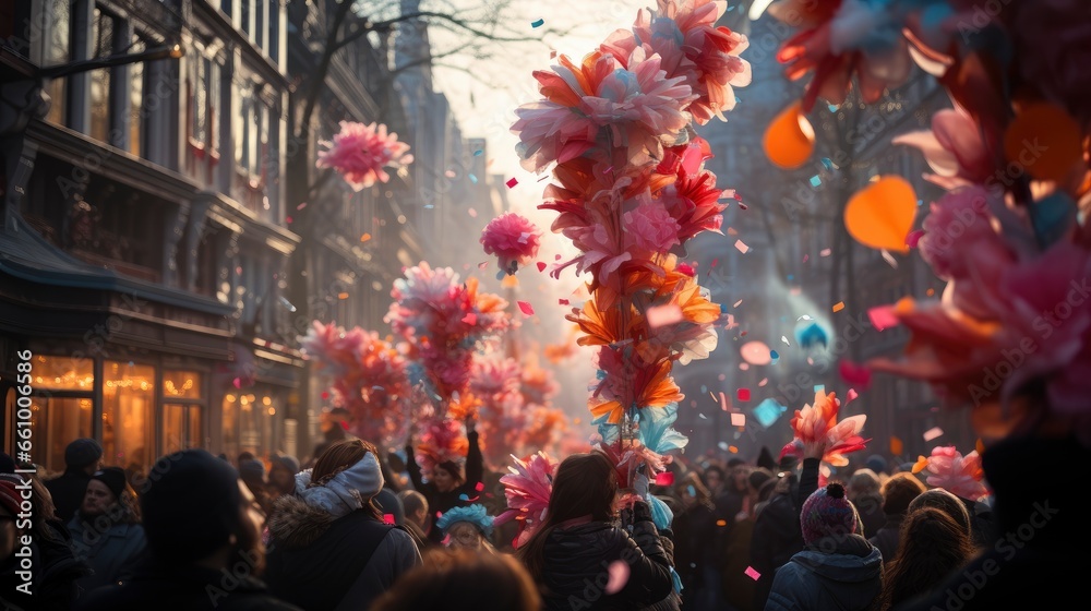 New Years parade Colorful floats Parade excitement, Background Image ...
