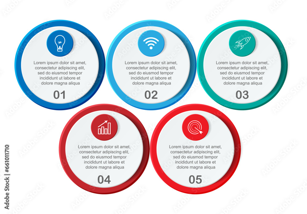 infographic template design, minimalist concept, interconnected circles ...