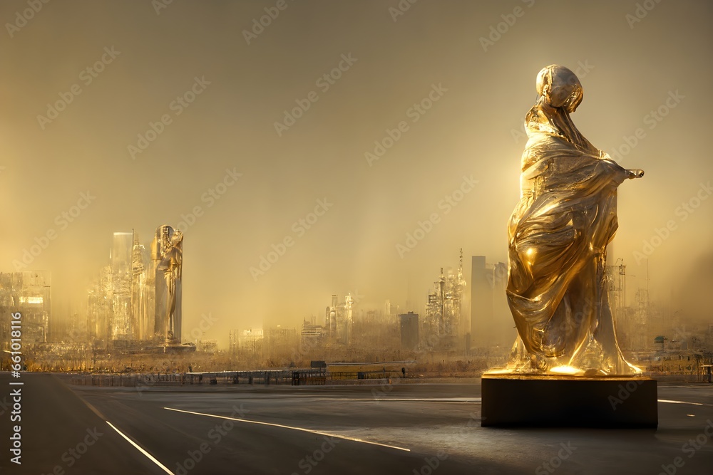 minimalism renaissance statue highway 3dimensional gold and silver ...