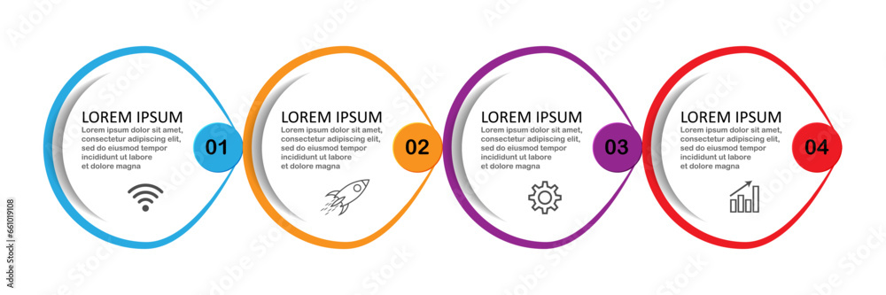 infographic template design, minimalist concept, interconnected circles ...