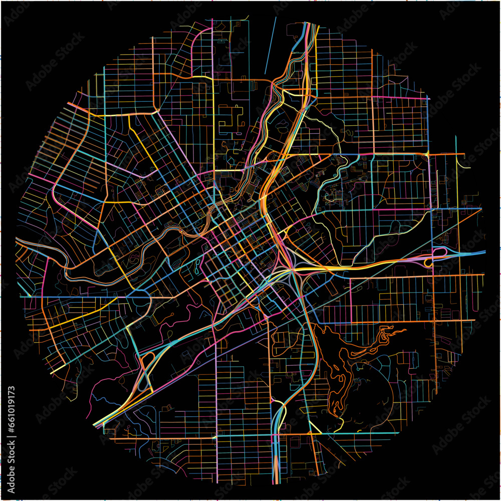 Colorful Map of Flint, Michigan with all major and minor roads. Stock ...