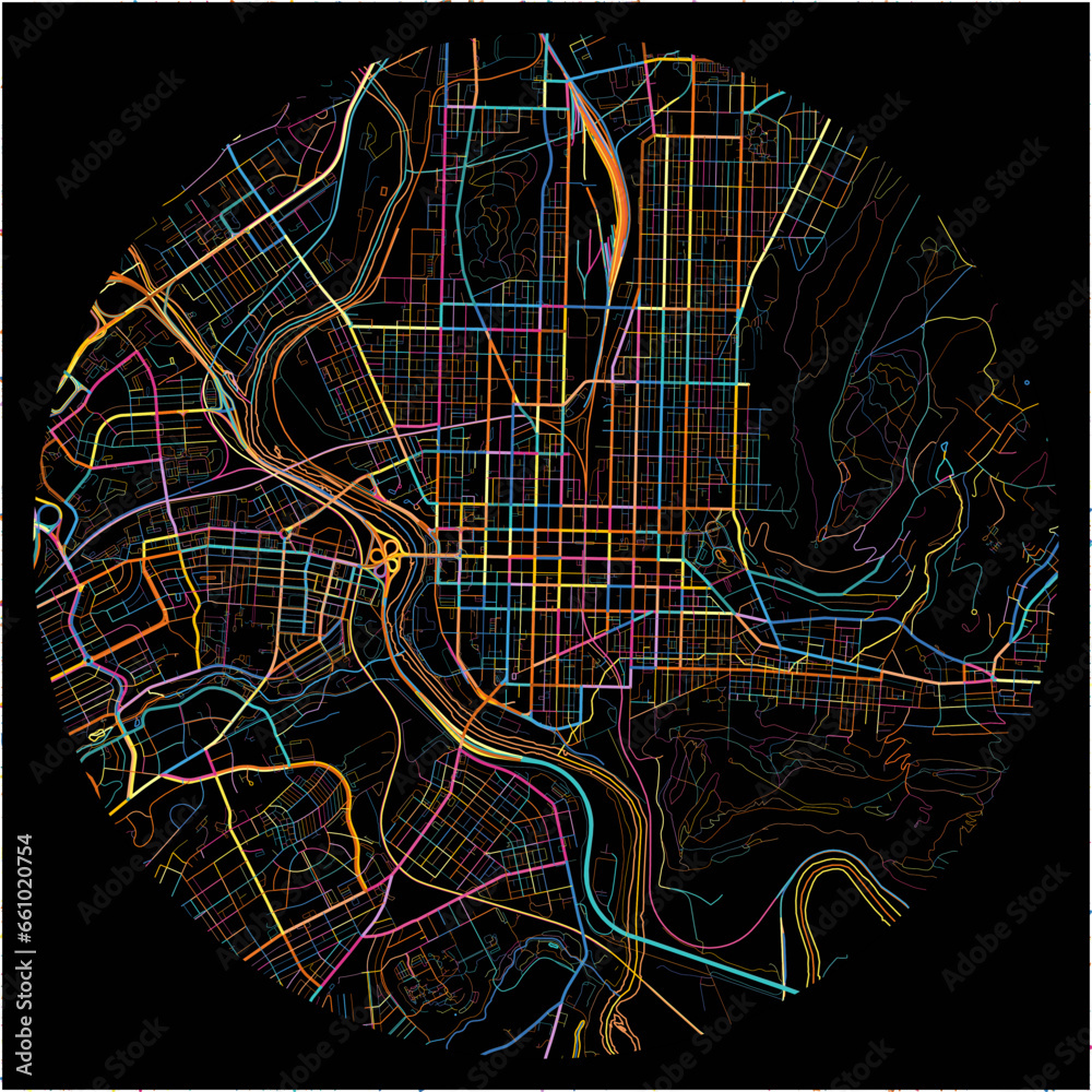 Colorful Map of Reading, Pennsylvania with all major and minor roads ...
