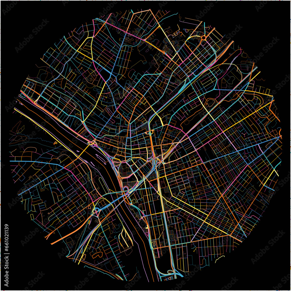 Colorful Map of Trenton, New Jersey with all major and minor roads ...