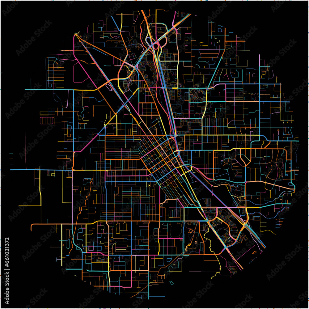 Colorful Map of Medford, Oregon with all major and minor roads. Stock ...