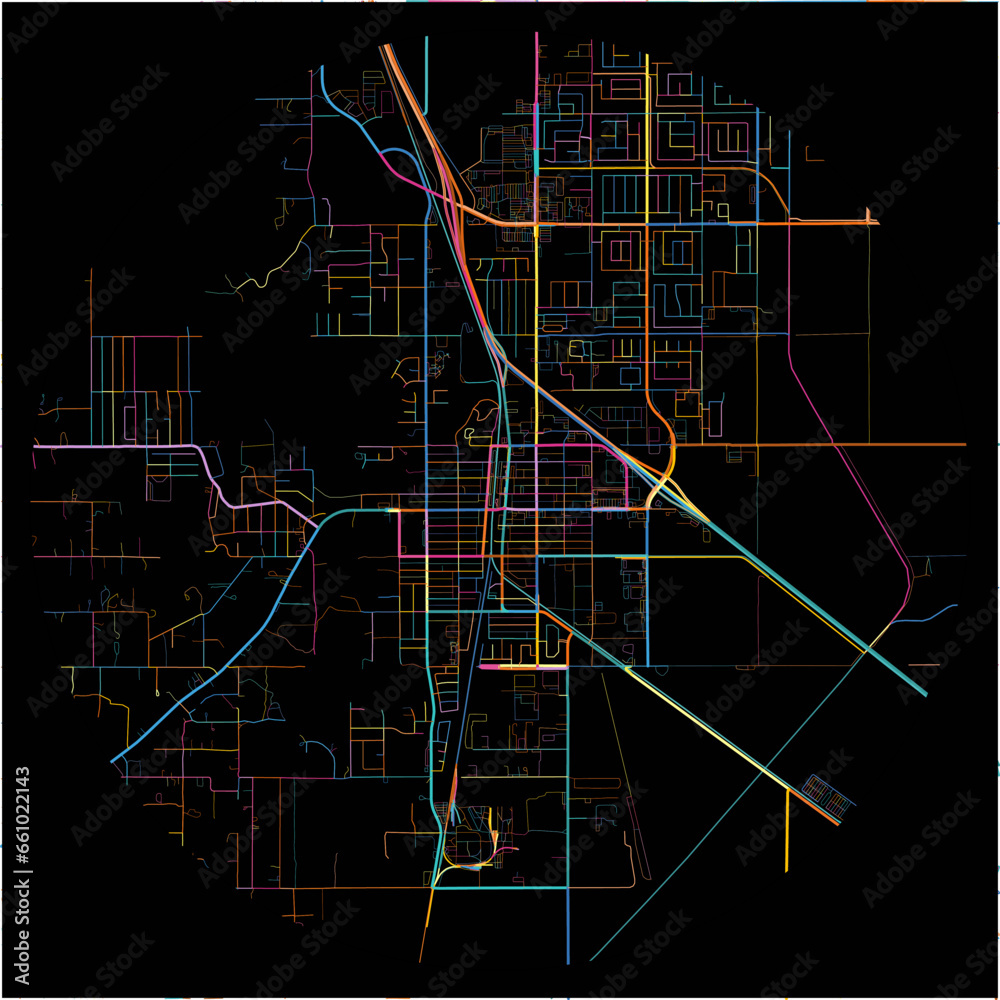 Colorful Map of Perris, California with all major and minor roads ...