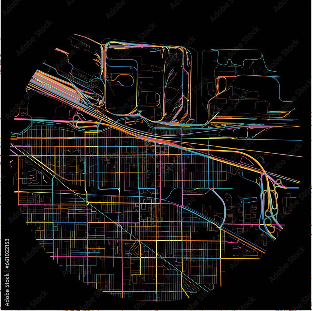 Colorful Map of Gary, Indiana with all major and minor roads. Stock ...