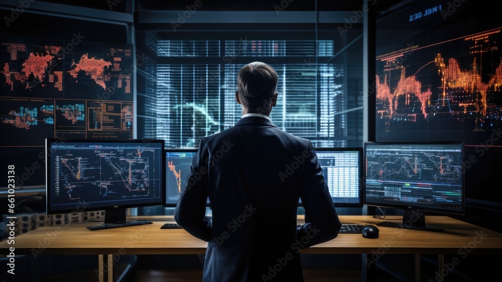 Visualize a person conducting risk assessments and portfolio analysis ...