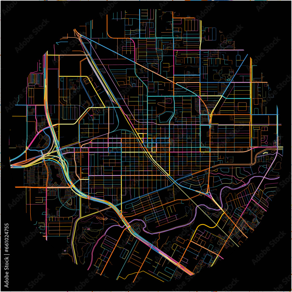 Colorful Map of Harlingen, Texas with all major and minor roads. Stock ...