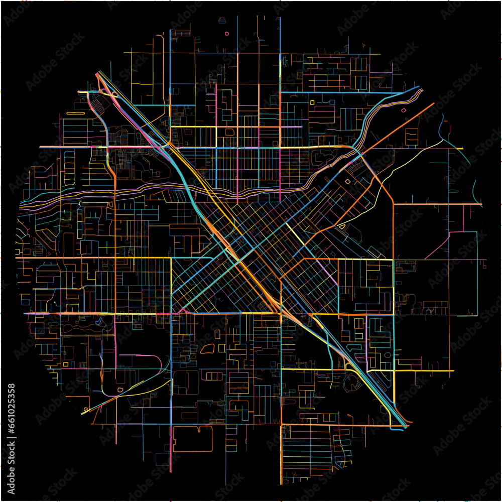 Colorful Map of Madera, California with all major and minor roads ...