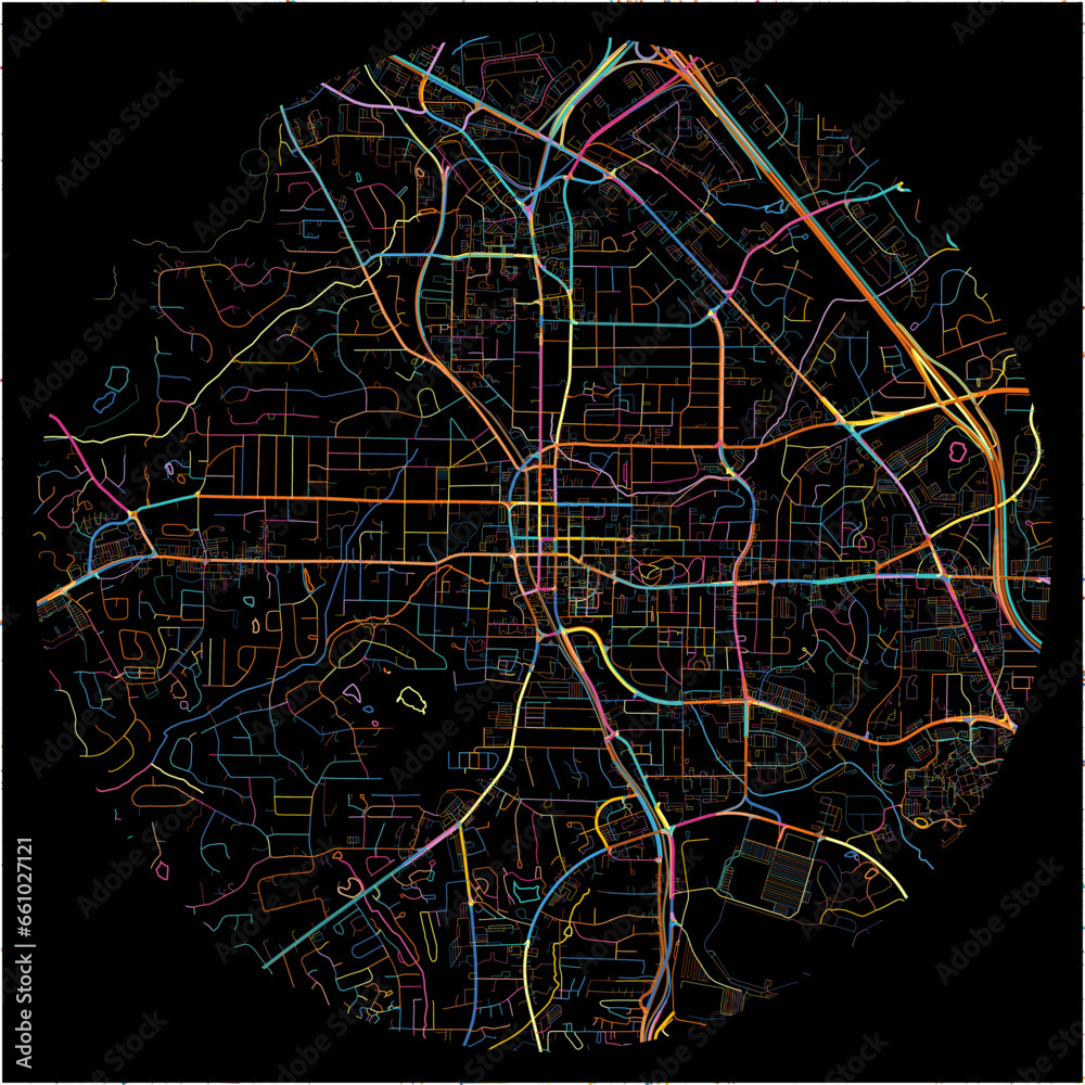 Colorful Map of Marietta, Georgia with all major and minor roads. Stock ...