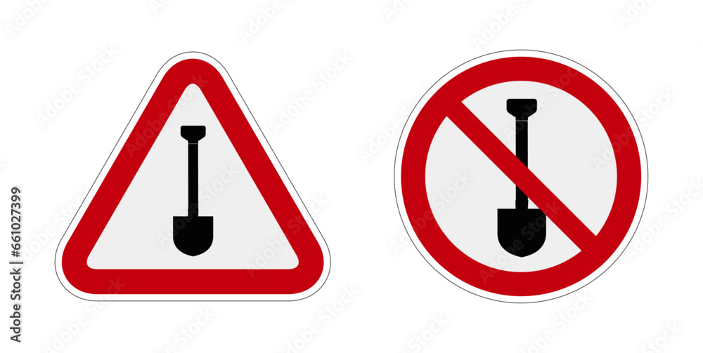 Pictogramme icone et symbole interdit creuser Stock Vector | Adobe Stock