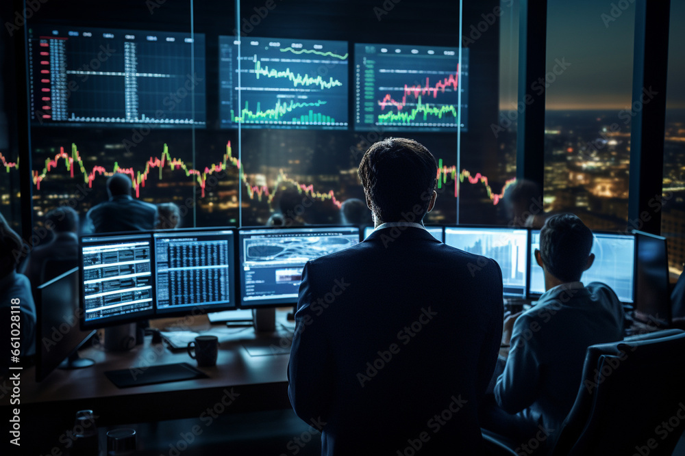 Observe the intense concentration of analysts from behind in a dynamic ...