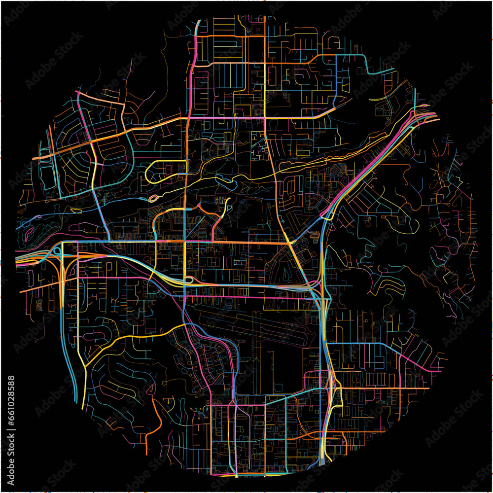 Colorful Map of Santee, California with all major and minor roads ...