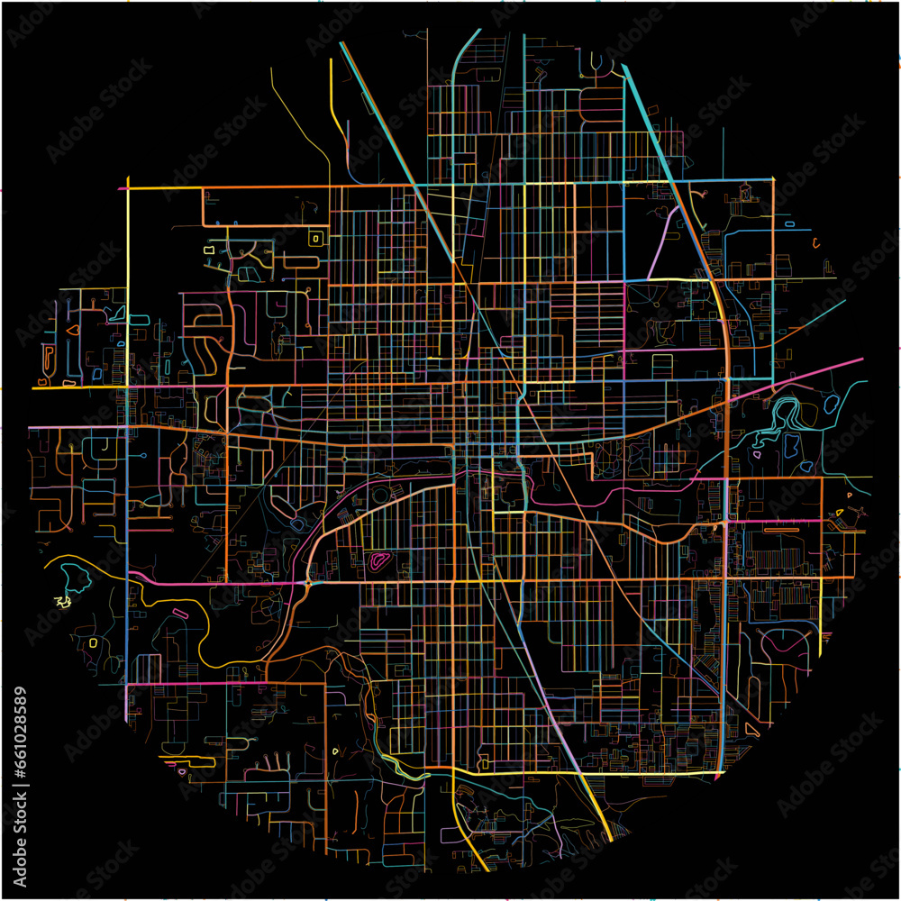 Colorful Map of Kokomo, Indiana with all major and minor roads. Stock ...