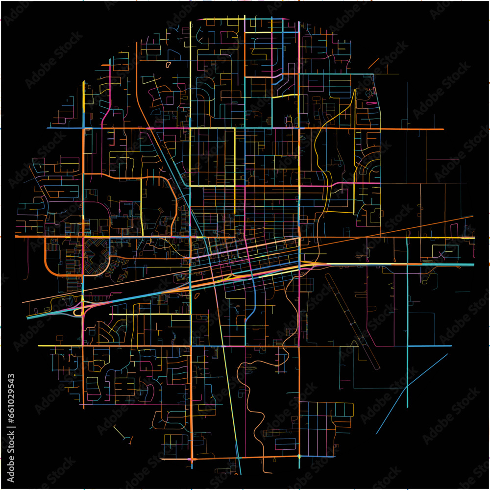 Colorful Map of Hanford, California with all major and minor roads ...