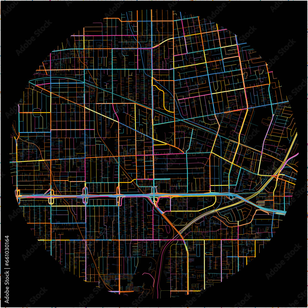 Colorful Map of Rosemead, California with all major and minor roads ...