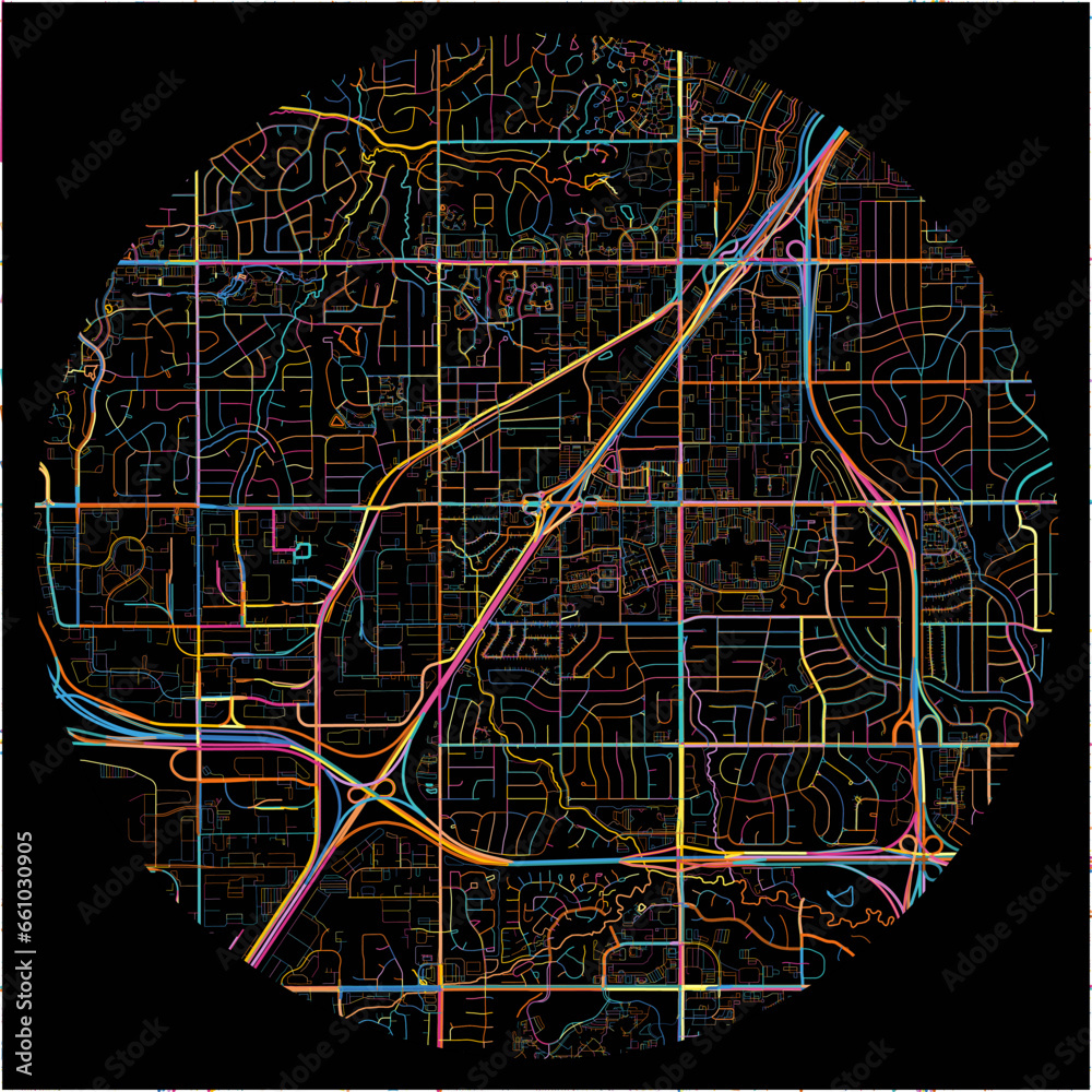 Colorful Map of Lenexa, Kansas with all major and minor roads. Stock ...